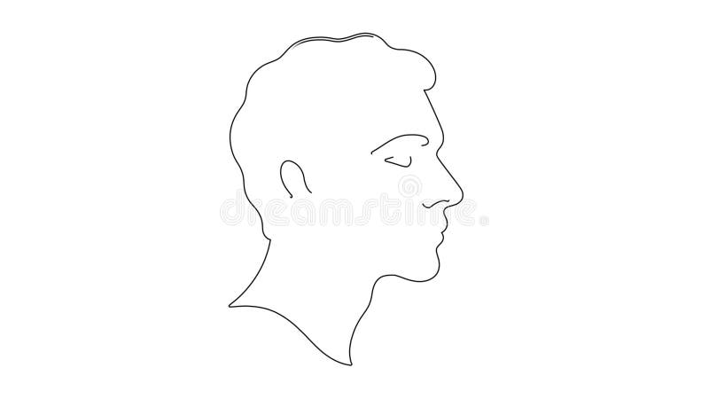 Line Art Drawing of a Male Profile Portrait Stock Video - Video of ...