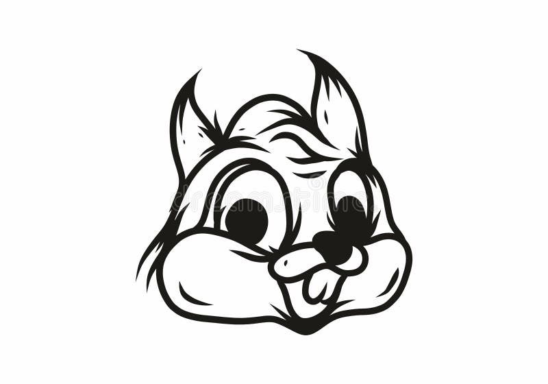 Line Art Drawing of Rabbit Head Stock Vector - Illustration of easter ...