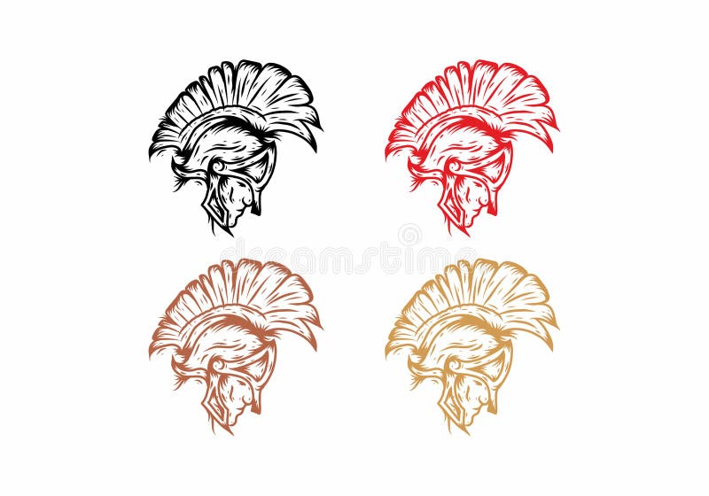 Line Art Drawing of Spartan Warriors Stock Vector - Illustration of ...