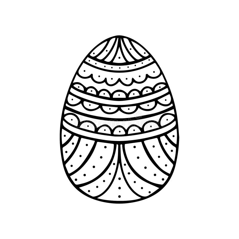 Line Art Easter Doodle Egg for Decorative Design. Stock Vector ...