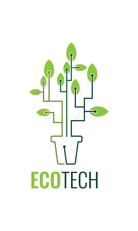 Line Art Eco Technology Logo Vector Design Stock Vector - Illustration ...