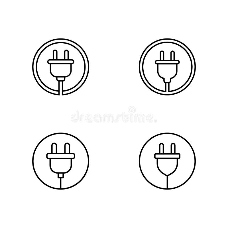 Line Art Electrical Plug Icons in Circular Frames Stock Illustration ...