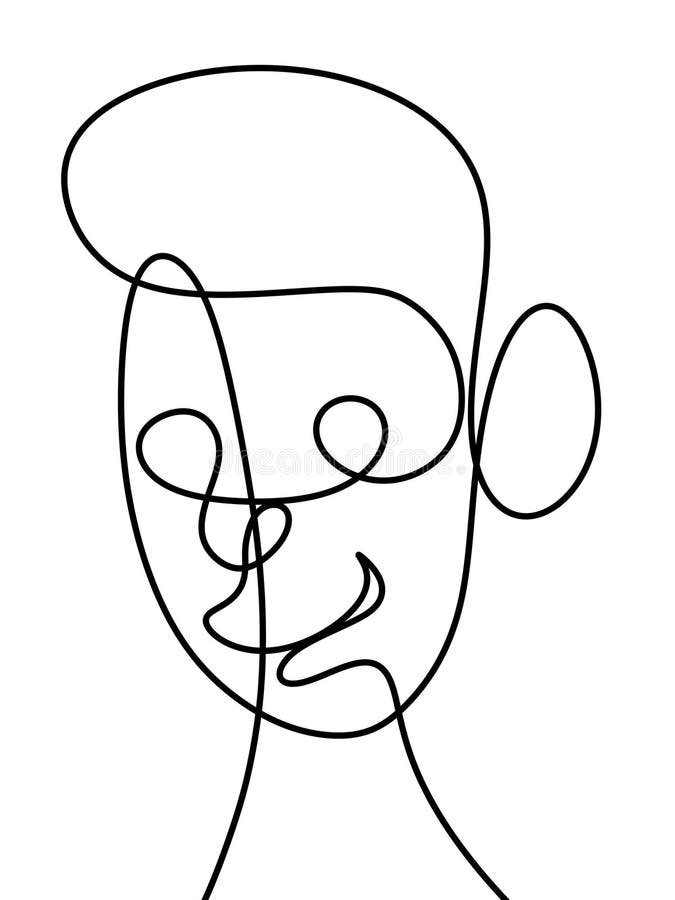 Line Art of Face Man Cartoon Stock Illustration - Illustration of ...