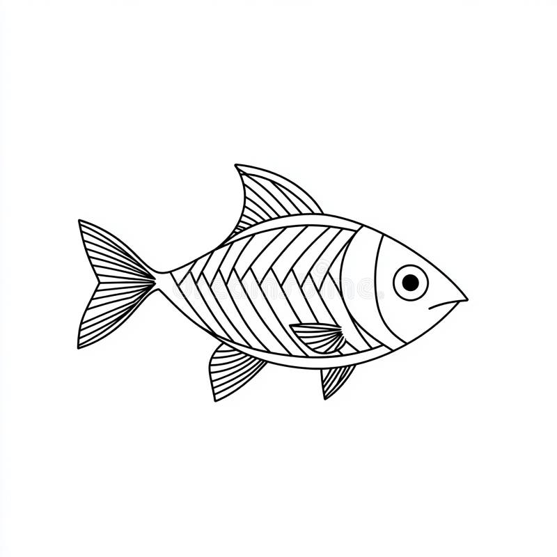 Line Art of a Fish with Fins Stock Illustration - Illustration of ...
