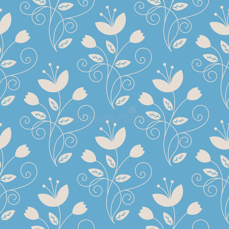 Line Art Floral Seamless Pattern Stock Vector - Illustration of pretty ...