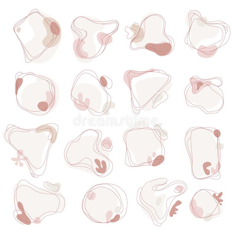 Line Art Frames with Hand Drawn Abstract Elements Set in Pastel Colors ...