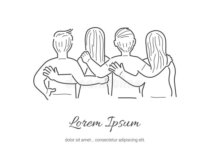 Line Art Friendship and Relationship Stock Vector - Illustration of ...