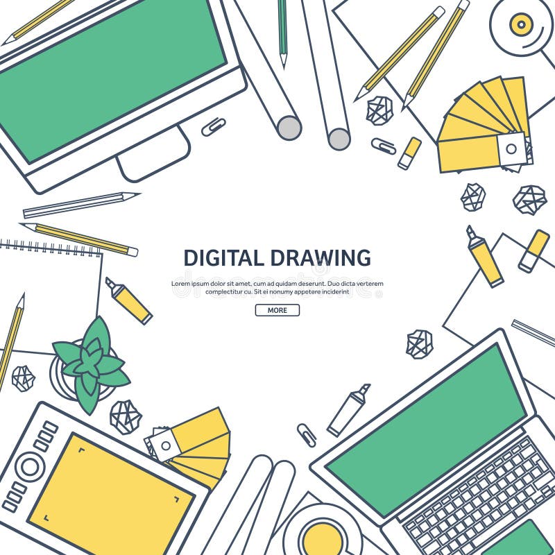 Line Art.Graphic Web Design. Drawing and Painting. Development ...