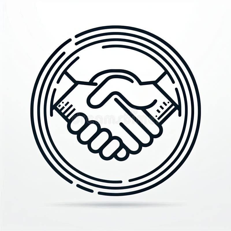 Line Art Handshake Symbol in Circle Stock Illustration - Illustration ...