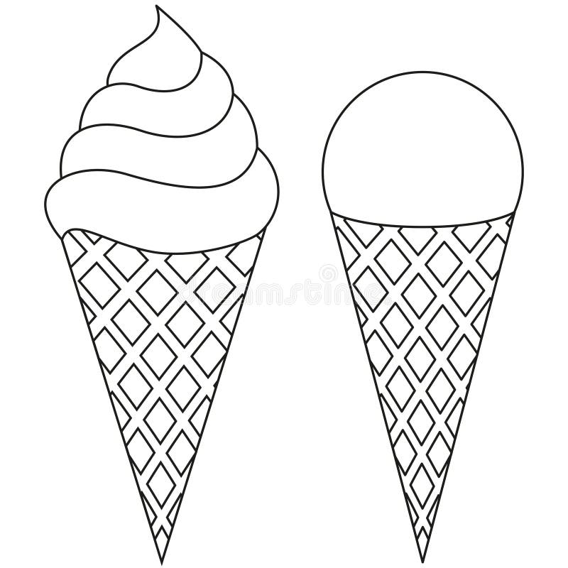 Black and White Line Art Icon Ice Cream. Stock Vector - Illustration of ... Black and White Line Art Icon Ice Cream. Stock Vector - Illustration of ...