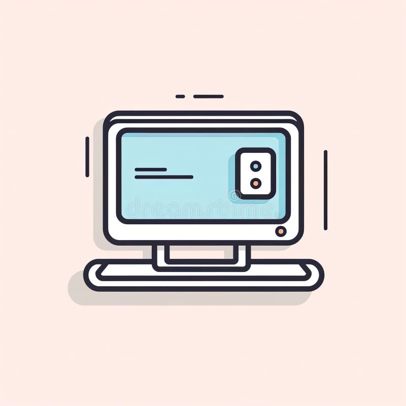 Line Art, Icon of a Computer. Stock Illustration - Illustration of icon ...