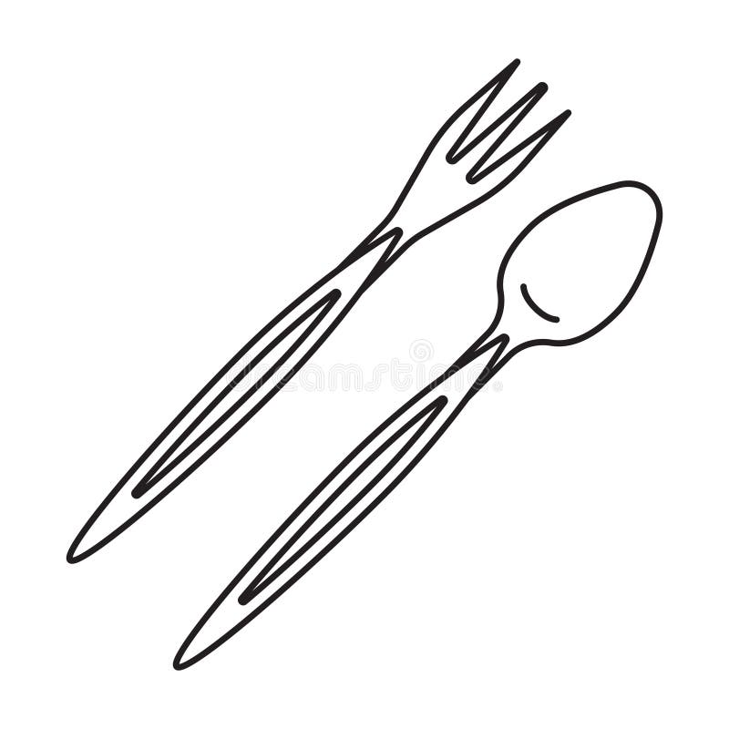 Line Art Icon A One Pair Of Spoons And Forks For Apps Or Websites Stock Vector Illustration Of
