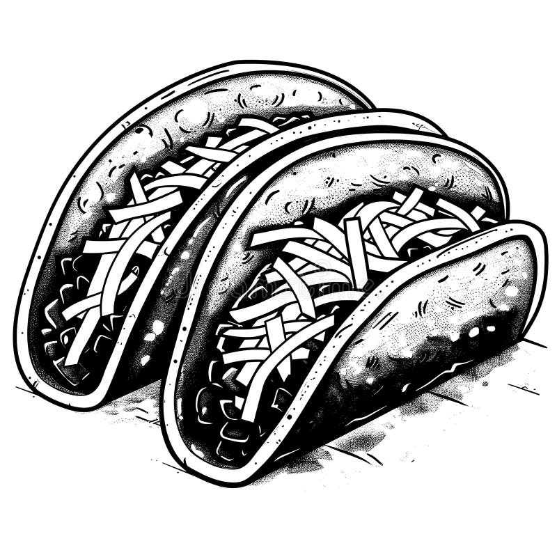 Line Art Icon of Open Soft Taco Stock Vector - Illustration of snack ...