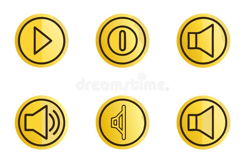 Line Art Icon Set of Audio and Sound Icons, Including Play, Volume ...