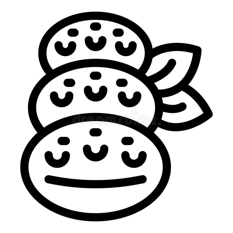Stack Of Three Mochi Balls Decorated With Leaves For Japanese Dessert Stock Vector