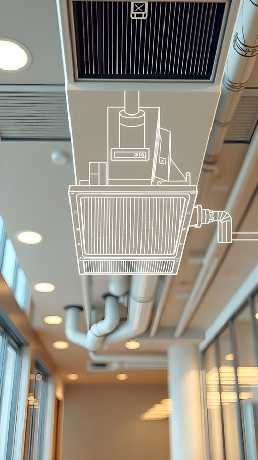 A Line Art Illustration of an Air Ventilation System Stock Illustration ...