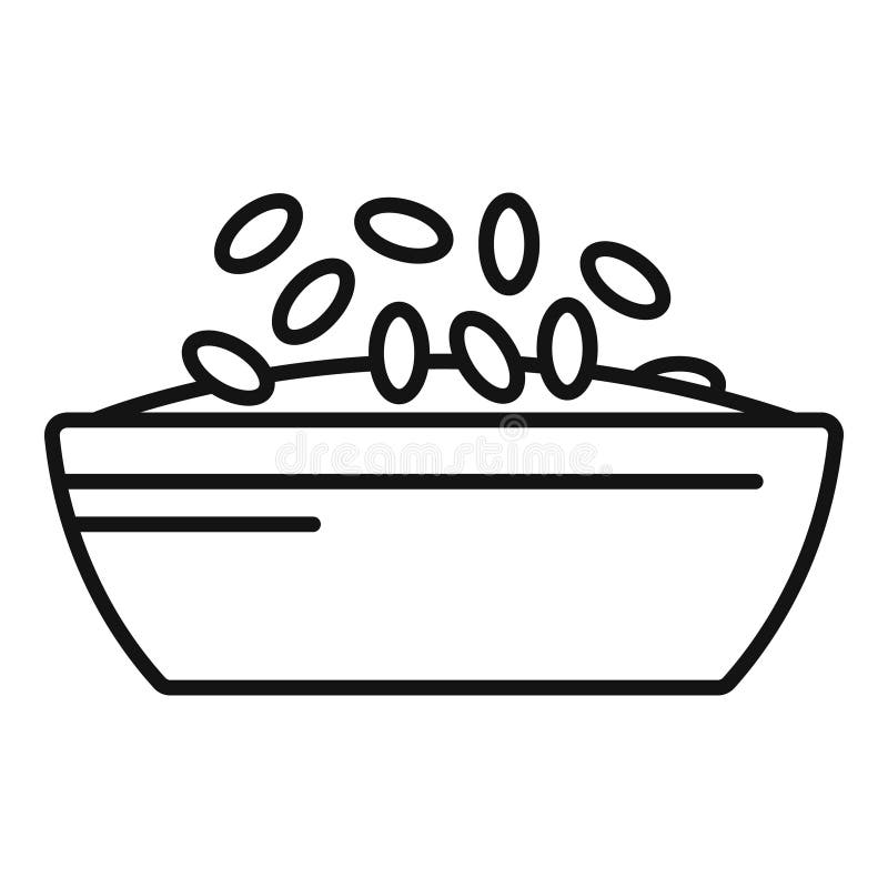 Line Art Illustration of a Bowl of Rice Stock Vector - Illustration of ...