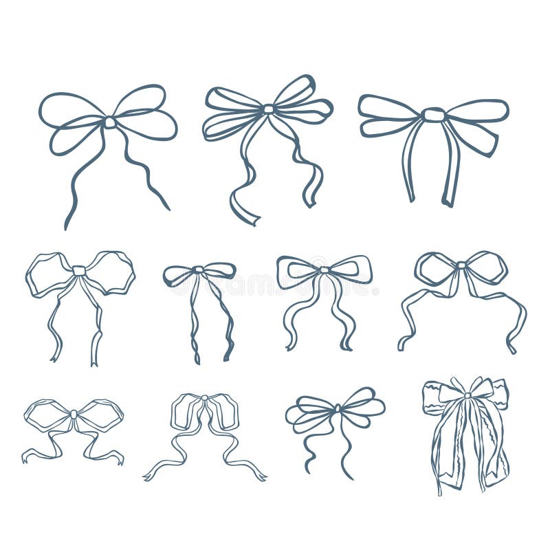 Line Art Illustration of Bows Set. Vector Stock Illustration ...