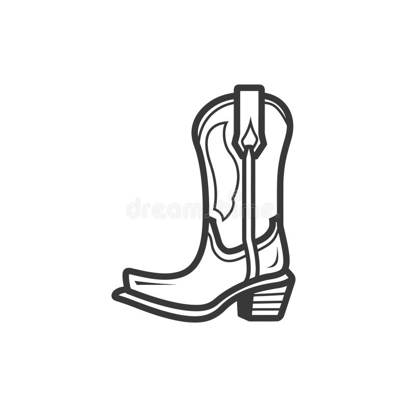 Line Art Illustration of a Cowboy Boot Stock Vector - Illustration of ...