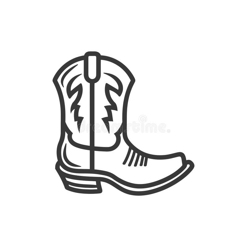 Line Art Illustration of a Cowboy Boot Stock Vector - Illustration of ...