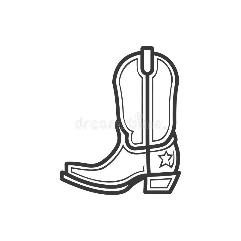 Line Art Illustration of a Cowboy Boot with a Star Stock Vector ...