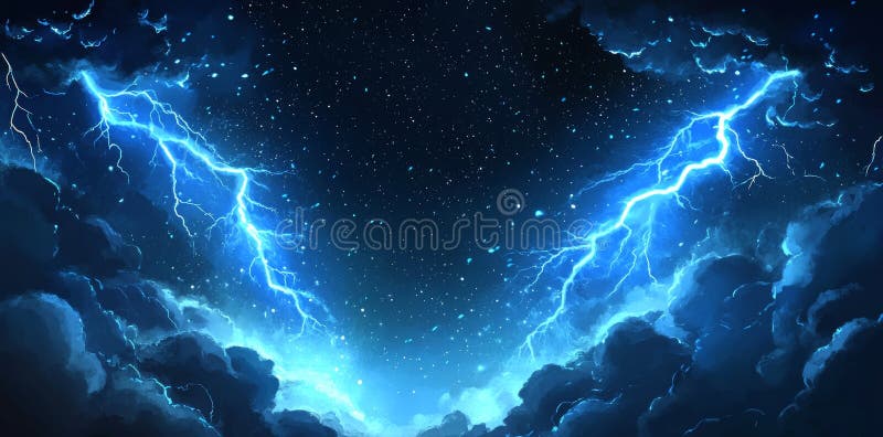 A Line Art Illustration Depicts a Background of Electrifying Blue ...