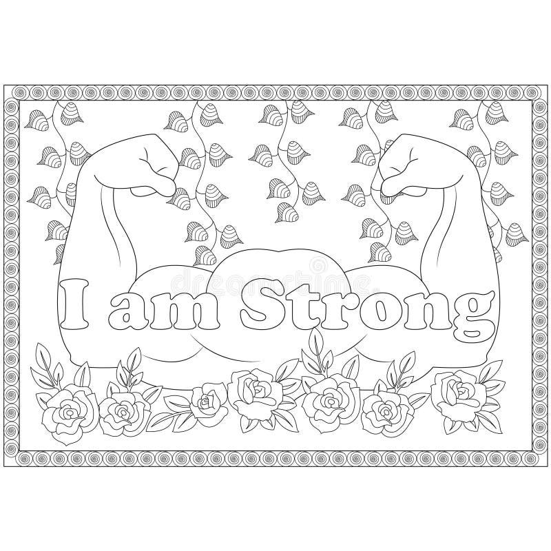 I am Strong: Symbol of Strength Against Cancer, Line Art Illustration ...