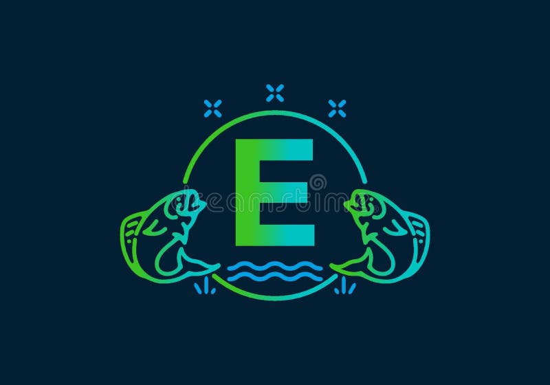 Line Art Illustration of Fish Frame with Initial Letter Stock Vector ...