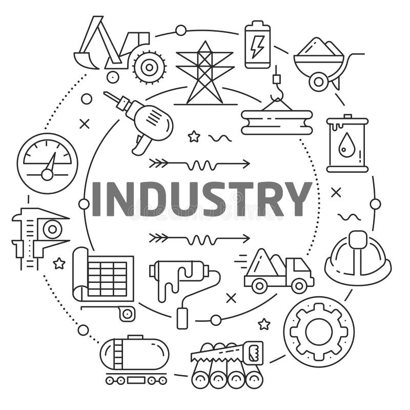 Line Art Illustration in Flat Styles Stock Vector - Illustration of ...