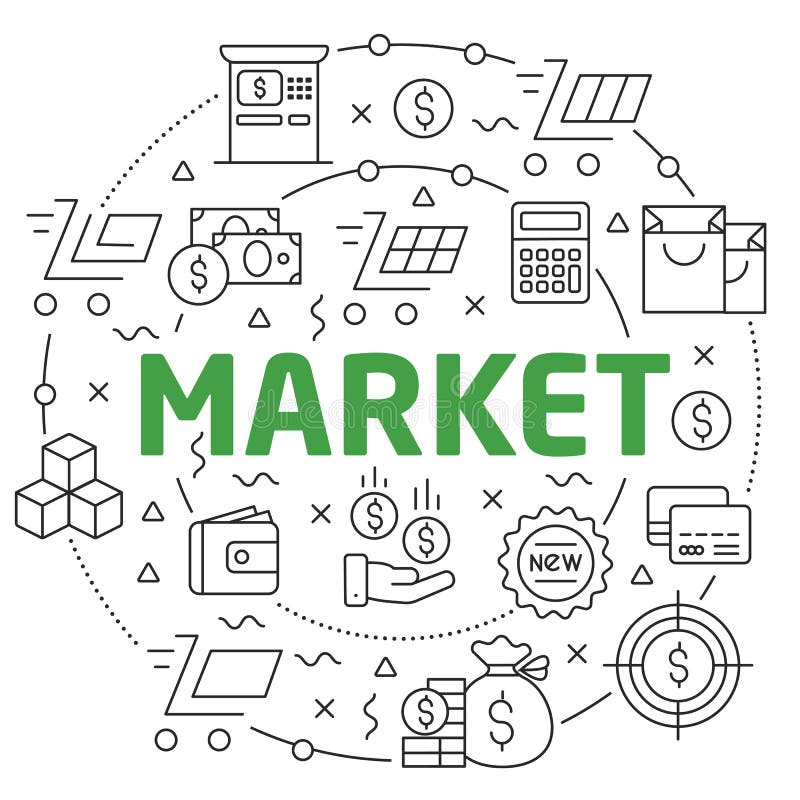 Line Art Illustration in Flat Styles Stock Vector - Illustration of ...