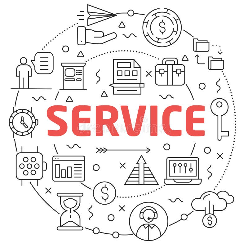 Line Art Illustration in Flat Styles Stock Vector - Illustration of ...