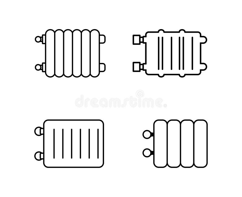 Line Art Illustration of Four Radiator Designs in Grid Layout Stock ...