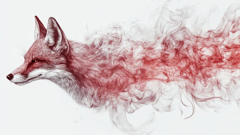 A Line Art Illustration of a Fox with Incorporated Fill Elements Stock ...