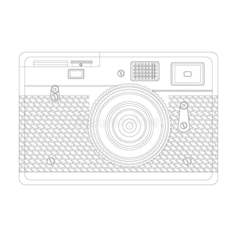 Line Art Illustration Front View To Retro Camera. Outline Vector Stock ...