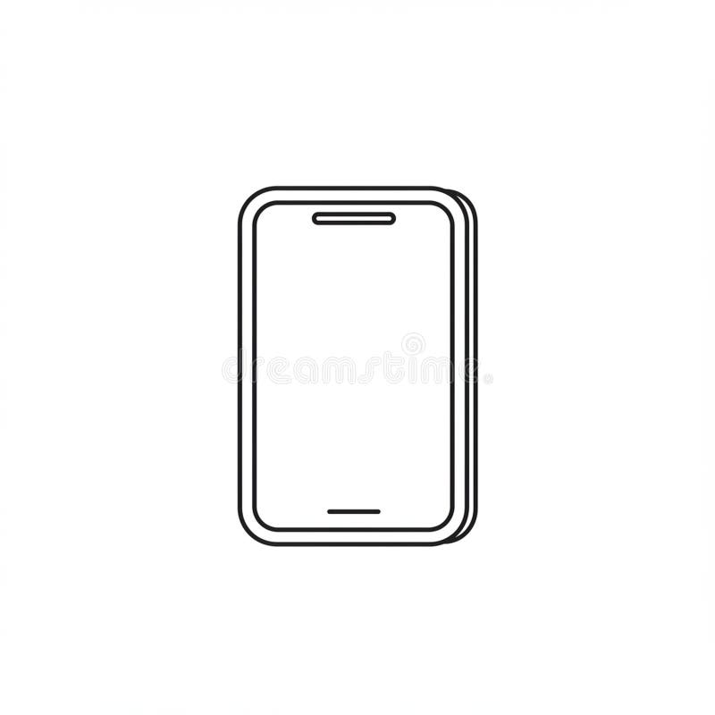 Line Art Illustration of a Generic Smartphone, Featuring a Rectangular ...