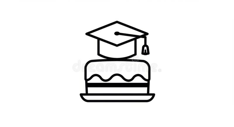 Line Art Illustration of Graduation Cake Stock Illustration ...
