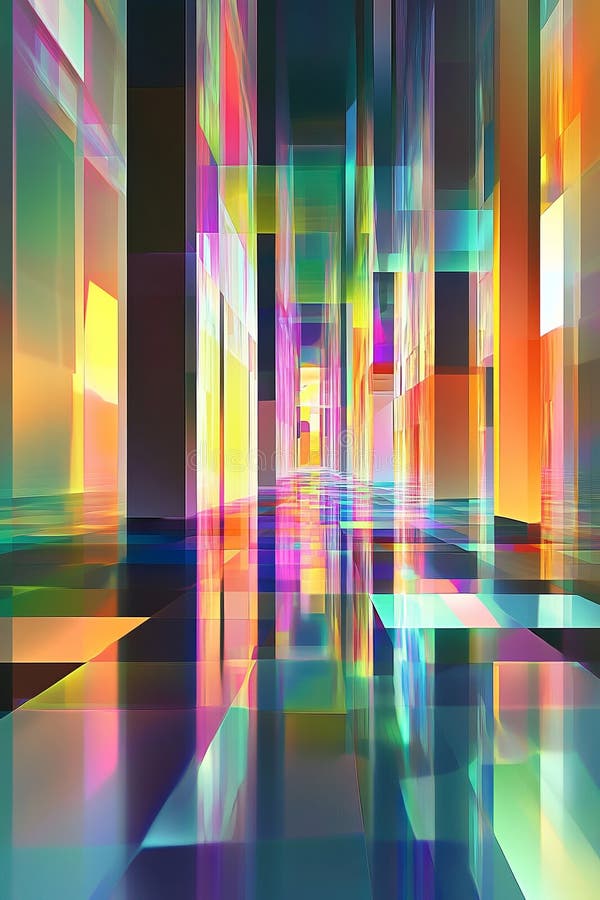 In this Line Art Illustration, Luminous Shapes and Neon Composition ...