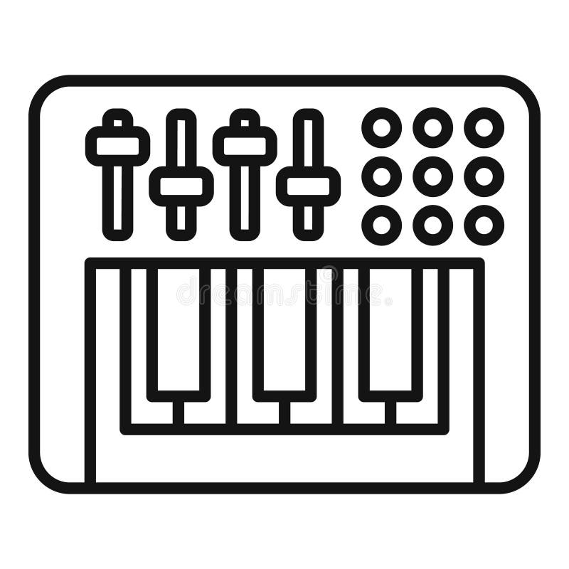 Line Art Illustration of a Midi Controller Stock Vector - Illustration ...