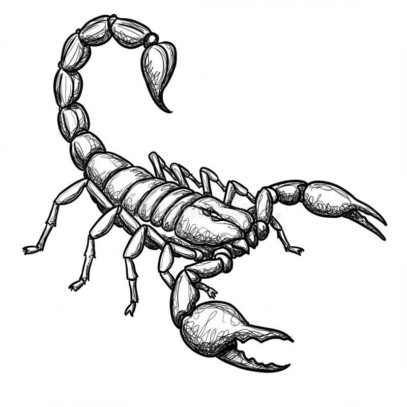 Line Art Illustration of a Scorpion with Detailed Features. the ...