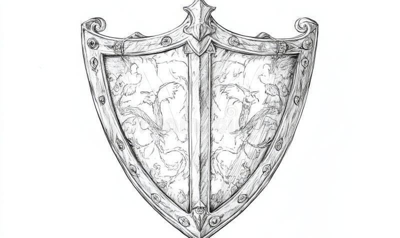 In this Line Art Illustration, a Shield with a Chevron Half Its Width ...