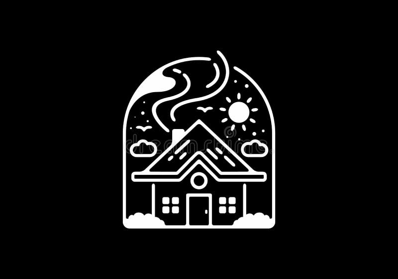 Line Art Illustration of Simple House Stock Vector - Illustration of ...