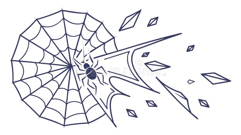 A Spider Web Breaking Apart, Symbolizing Disruption or Collapse. Vector ...