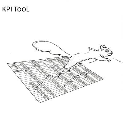 Line Art Illustration of a Squirrel Running Across a Spreadsheet with ...