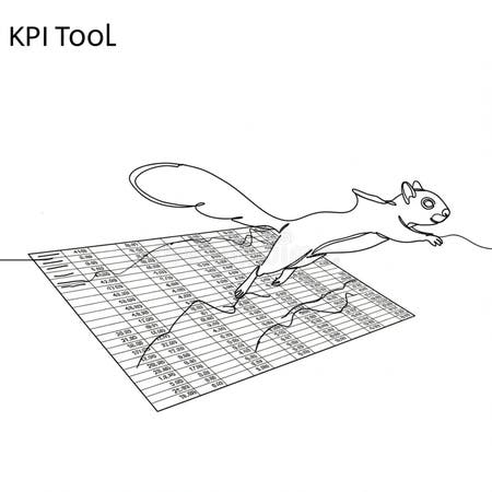 Line Art Illustration of a Squirrel Running Across a Spreadsheet with ...