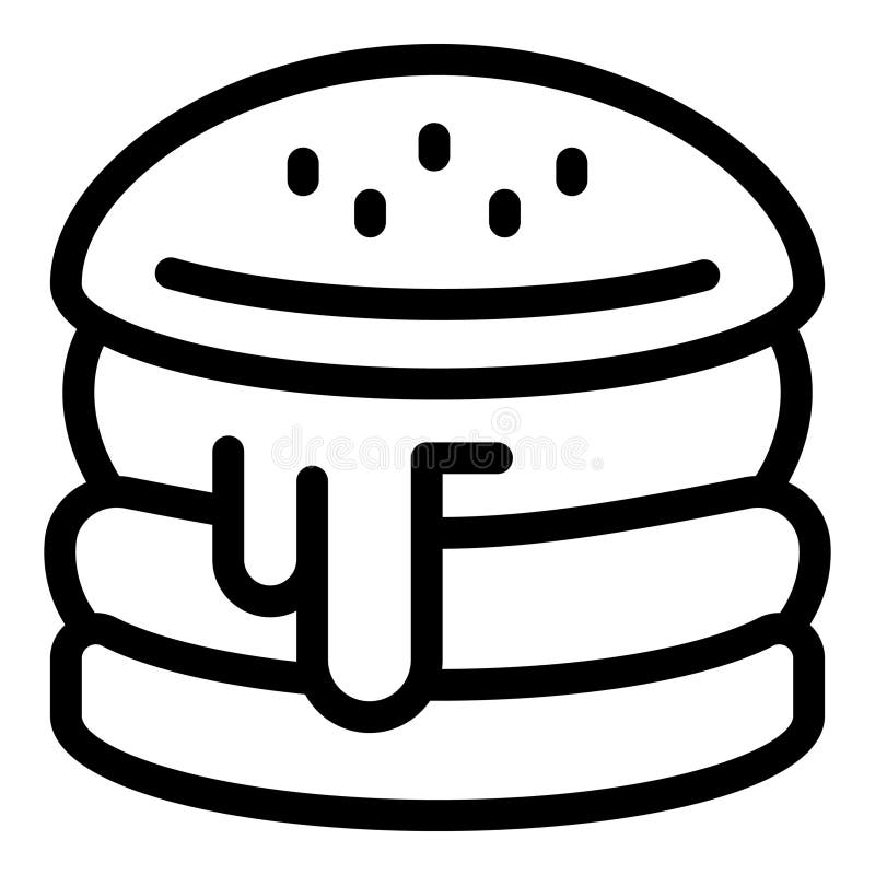 Line Art Illustration of a Stacked Burger Stock Vector - Illustration ...