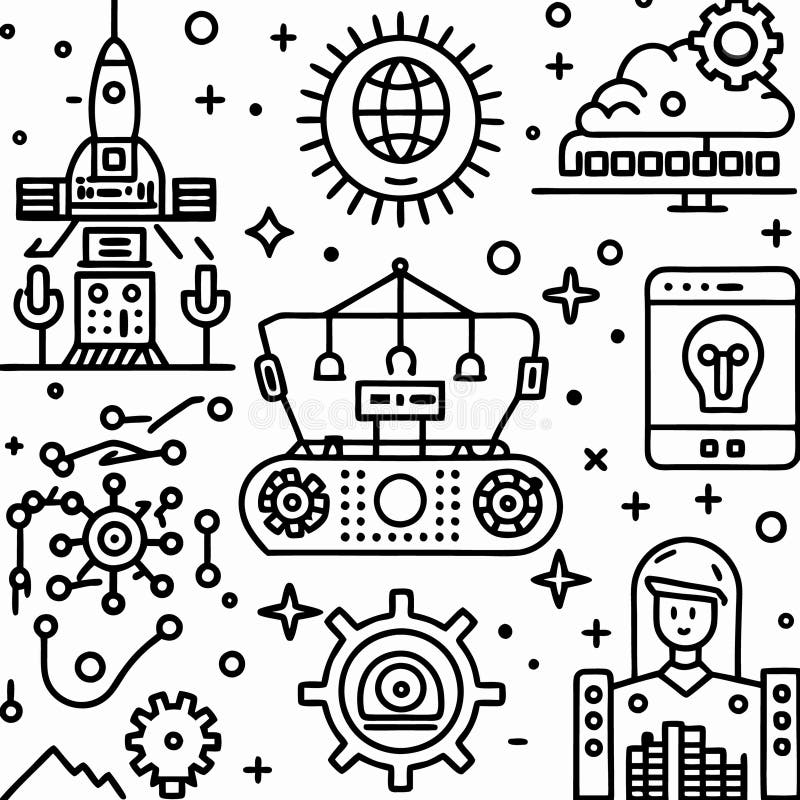 Line Art Illustration of Technology, Innovation, and Global Connection ...