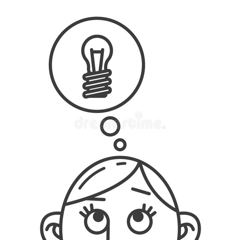 Line Art Illustration of a Thought about a Light Bulb Stock ...
