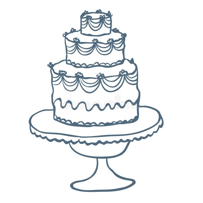 Line Art Illustration of Wedding Cake. Vector Stock Illustration ...