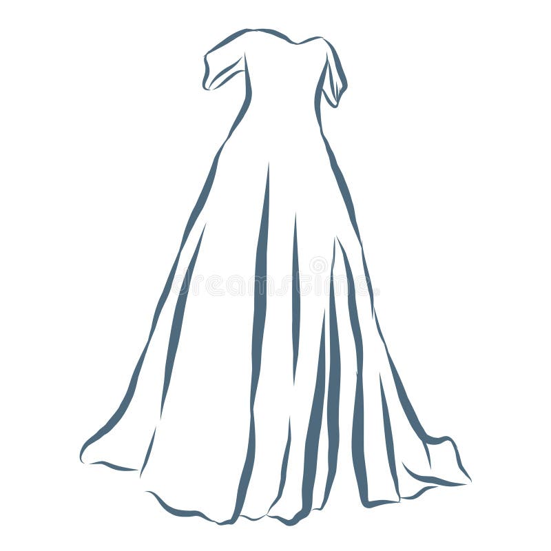 Line Art Illustration of Wedding Dress. Vector Stock Vector ...