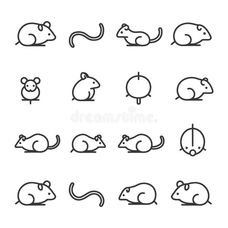 Collection of Cute Mouse Line Icons, Perfect for Children S Book ...
